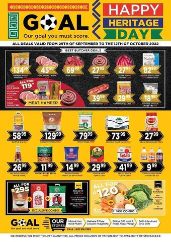 Goal Supermarket catalogue & specials | 29.09 until 12.10