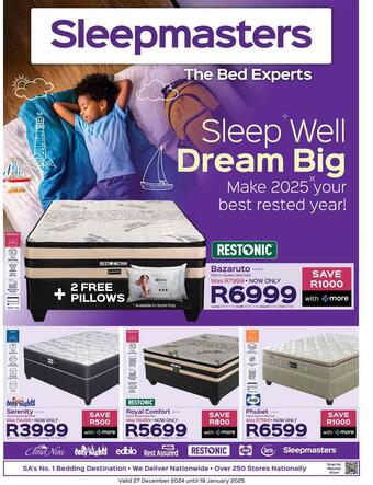 Sleepmasters catalogue from 27/12 ️ Promotions and specials