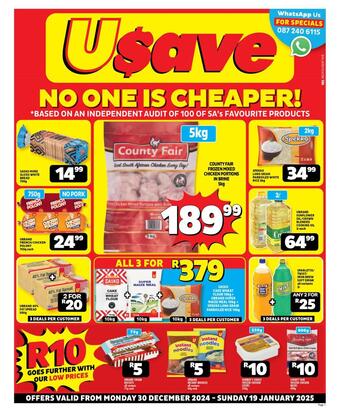 Usave catalogue from 30/12 ️ Promotions and specials