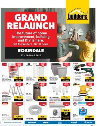 Builders Warehouse catalogue from 27/03 ️ Promotions and specials