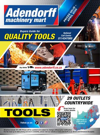 Adendorff Machinery Mart catalogue from 01/04 ️ Promotions and specials
