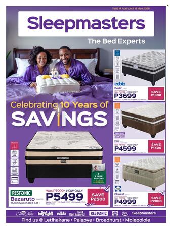 Sleepmasters catalogue from 14/04 ️ Promotions and specials