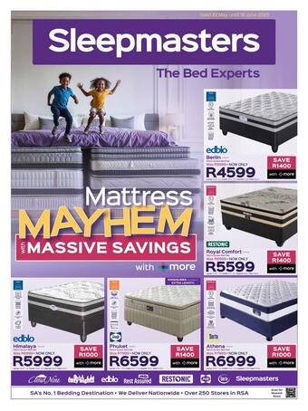 Sleepmasters catalogue from 22/05 ️ Promotions and specials