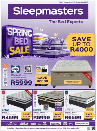 Sleepmasters catalogue from 21/08 ️ Leaflet and specials