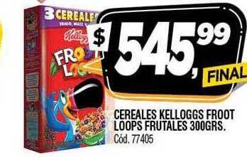 Cereales kelloggs froot loops frutales oferta en Supermercados Yaguar