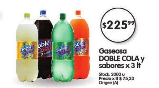 Gaseosa Doble Cola y Sabores x 3 Lt oferta en Supermercados Buenos Días
