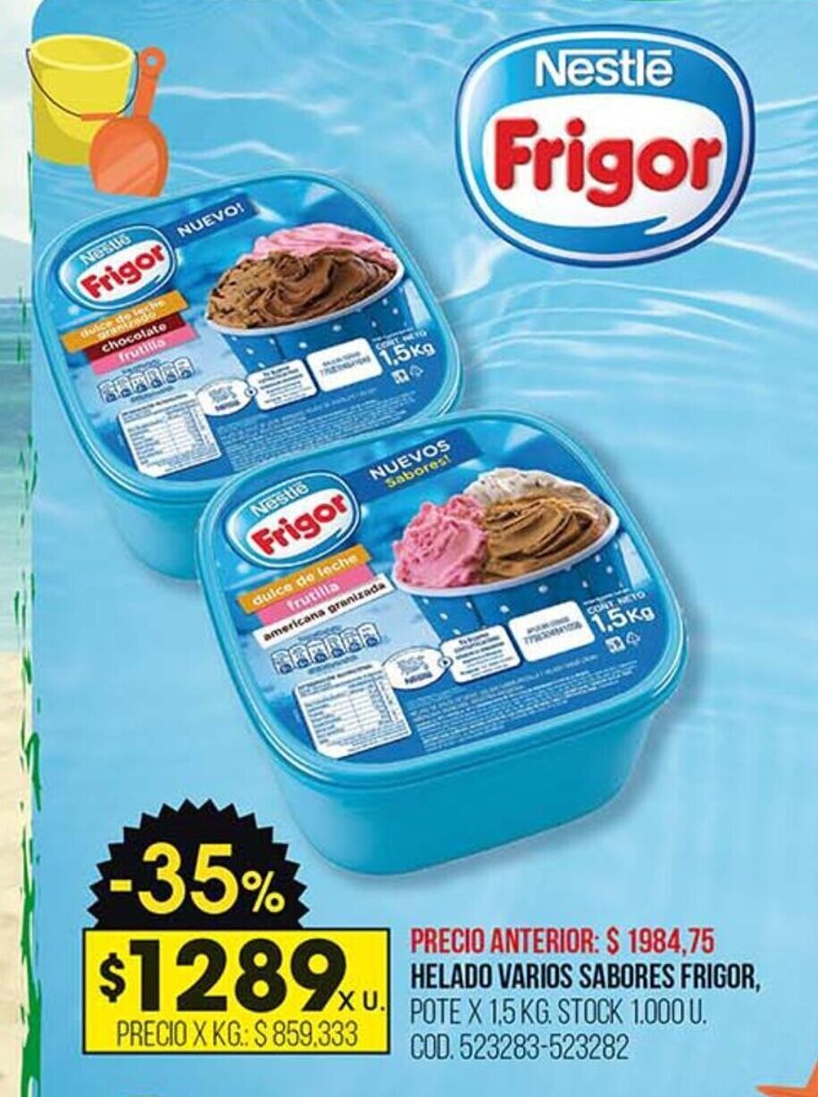 Helados Varios Sabores Frigor oferta en Coto