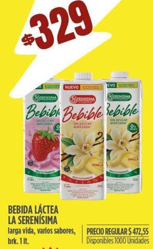 BEBIDA LÁCTEA LA SERENÍSIMA larga vida, varios sabores, brk. 1 lt ...
