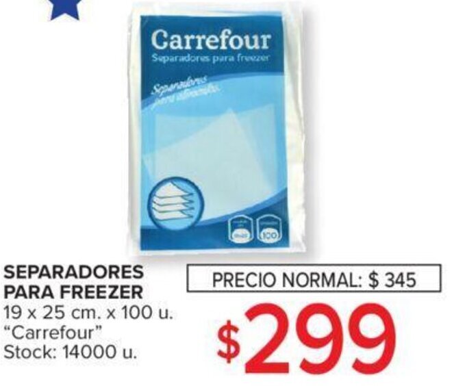 SEPARADORES PARA FREEZER 19 x 25 cm. x 100 u. "Carrefour" oferta en ...