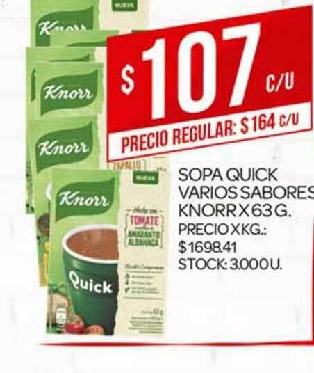 Sopa Quick Varios Sabores Knorr x 63 g oferta en Supermercados DIA