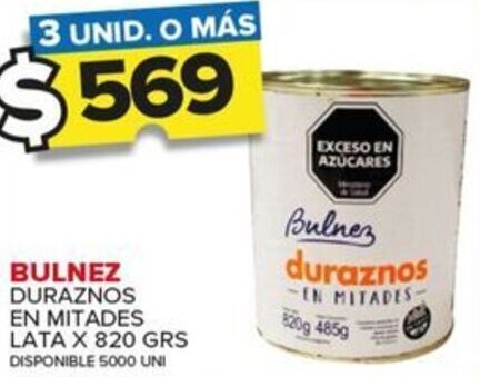 BULNEZ DURAZNOS EN MITADES LATA X 820 GRS oferta en Carrefour Maxi