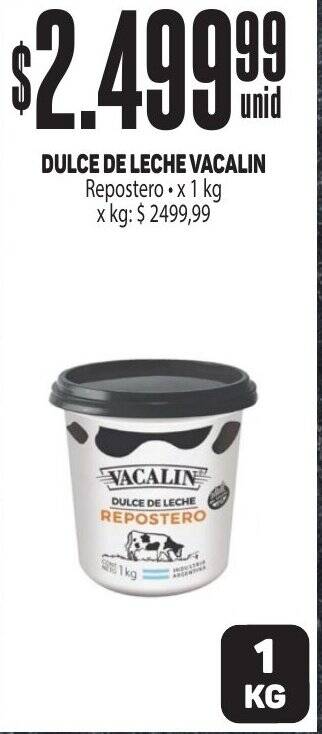 DULCE DE LECHE VACALIN x 1kg oferta en Makro