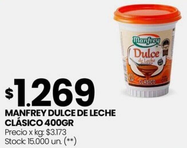 MANFREY DULCE DE LECHE CLÁSICO 400GR oferta en Changomas