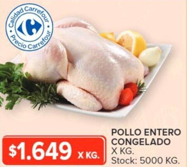 POLLO ENTERO CONGELADO X KG oferta en Carrefour