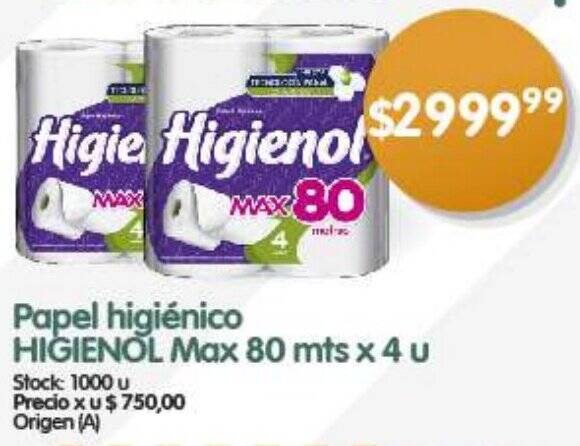 Papel Higiénico Higienol Max 80mts X 4u Oferta En Supermercados Buenos Días
