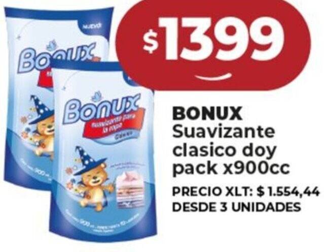 BONUX Suavizante clasico doy pack x 900cc oferta en Supermayorista Vital