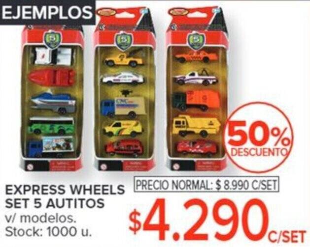 EXPRESS WHEELS SET 5 AUTITOS oferta en Carrefour