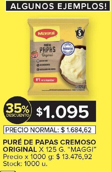Maggi puré de papas cremoso original 125 g oferta en Carrefour