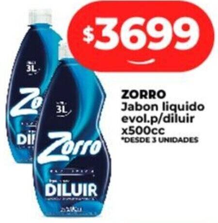 ZORRO Jabon liquido 500 cc oferta en Supermayorista Vital