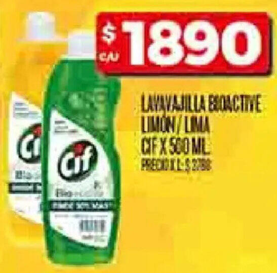 Cif lavavajilla bioactive limon/lima 500 ml oferta en Supermercados DIA