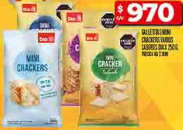 Galletas mini crackers 250 g oferta en Supermercados DIA