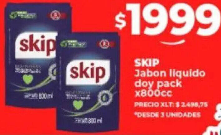 Skip jabon liquido doy pack 800 cc oferta en Supermayorista Vital