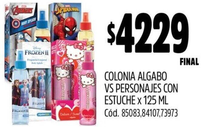 Colonia algabo vs personajes con estuche 125 ml oferta en Supermercados Yaguar