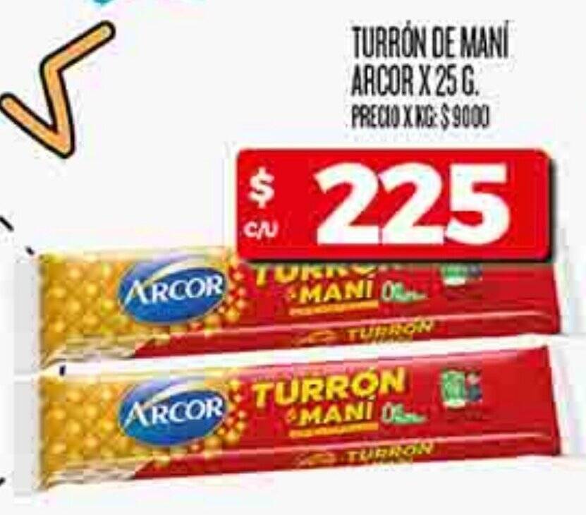 Arcor turrón de maní 25 g oferta en Supermercados DIA