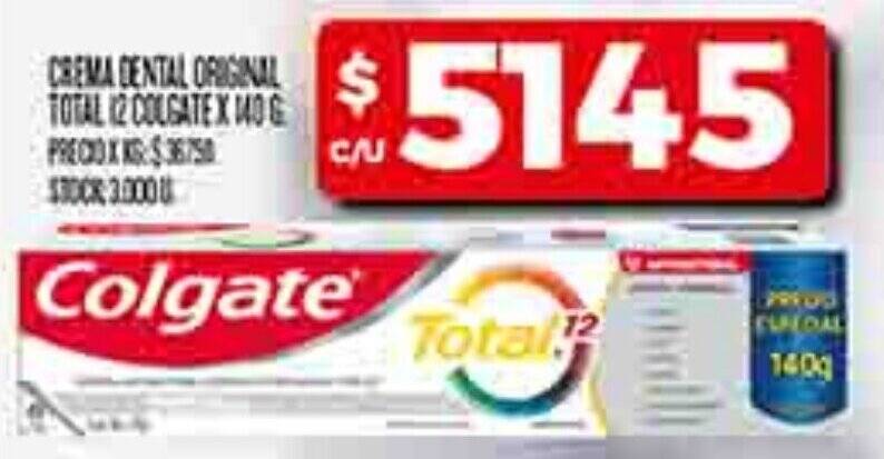 Colgate crema dental original total 12 oferta en Supermercados DIA