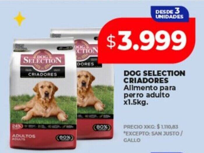 DOG SELECTION CRIADORES Alimento para perro adulto 1,5 kg oferta en Supermayorista Vital