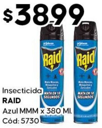 Raid insecticida azul mmm 380 ml oferta en Diarco
