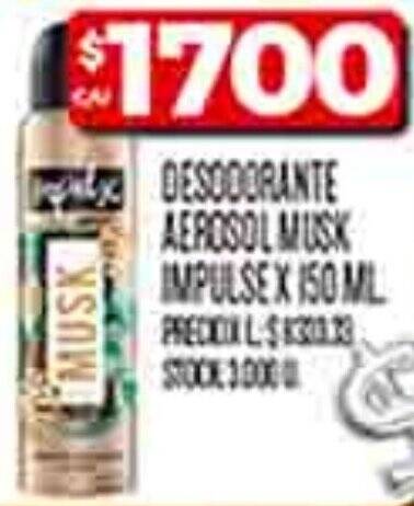 Desodorante aerosol musk impulse 150 ml oferta en Supermercados DIA