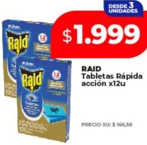 Raid tabletas rápida acción 12 u oferta en Supermayorista Vital