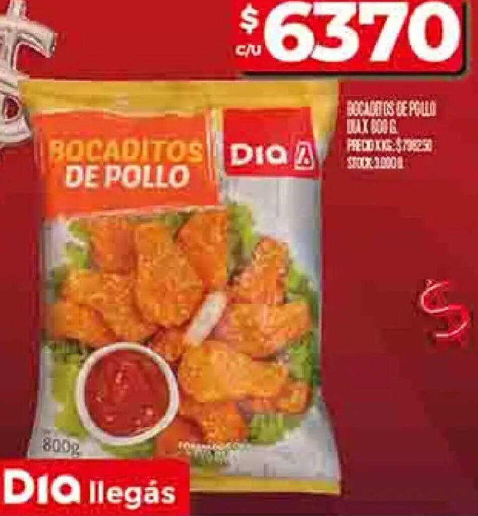 Dia bocaditos de pollo 800 g oferta en Supermercados DIA