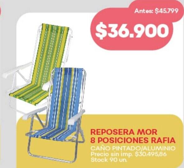 Reposera mor 8 posiciones rafia oferta en Supermercados Tadicor