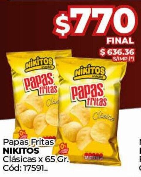 Papas Fritas NIKITOS Clásicas 65 g oferta en Diarco