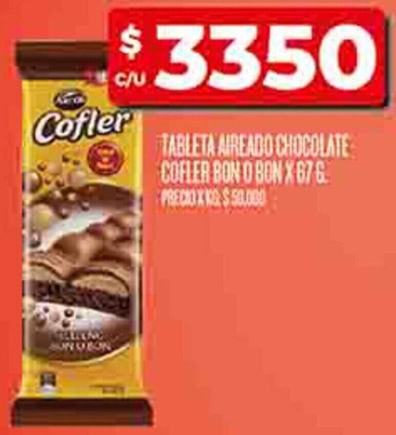 Cofler bon o bon tableta aireado chocolate oferta en Supermercados DIA