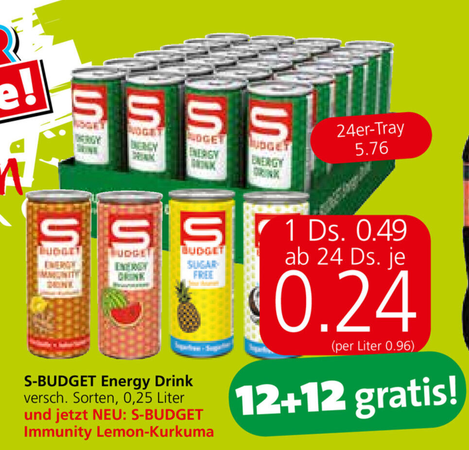 S Budget Energy Drink 0 25L Angebot Bei Spar