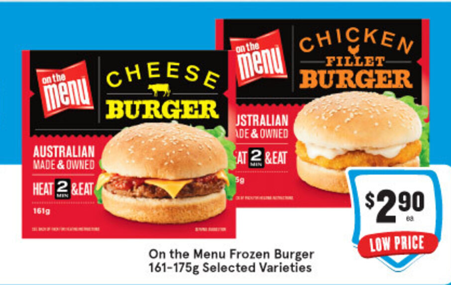On The Menu Frozen Burger 161 175g Offer At Iga
