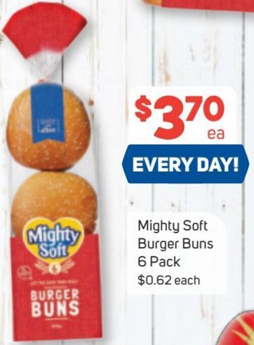 Mighty Soft Burger Buns 6 Pack Offer At Foodland