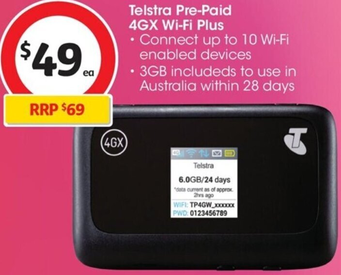 Telstra Pre-Paid 4GX Wi-Fi Plus offer at Coles