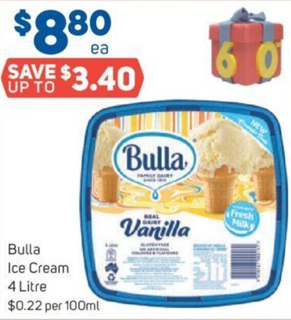 Bulla Ice Cream 4 Litre Offer At Foodland