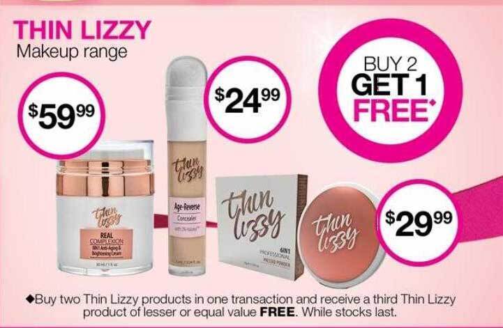 Thin lizzy makeup range offer at Priceline