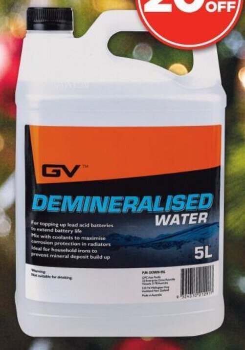Gv Oils Demineralised Water 5l Offer At Repco
