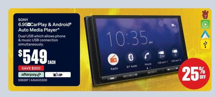 Sony 6.95 carplay & android auto media player offer at SuperCheap Auto
