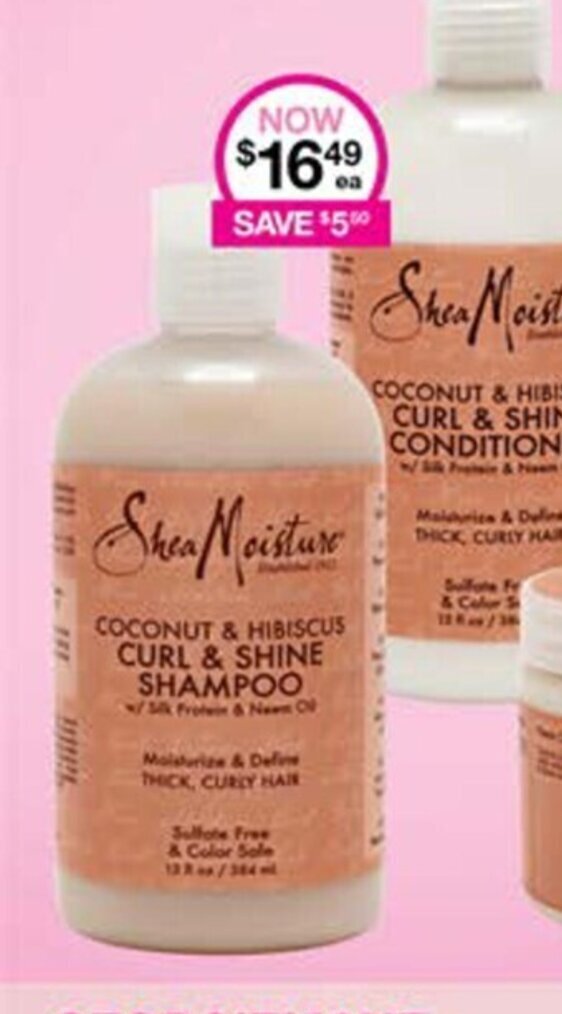 Shea Moisture Coconut And Hibiscus Curl And Shine Shampoo And Conditioner