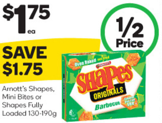 Arnott's Shapes, Mini Bites or Shapes Fully Loaded 130-190g offer at ... Arnott's Shapes, Mini Bites or Shapes Fully Loaded 130-190g offer at ...