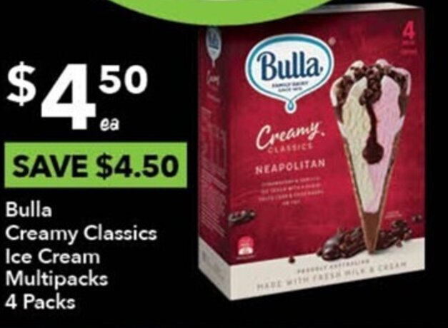Bulla Creamy Classics Ice Cream Multipacks 4 Packs Offer At Ritchies