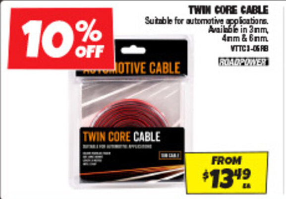 TWIN CORE CABLE offer at Autobarn
