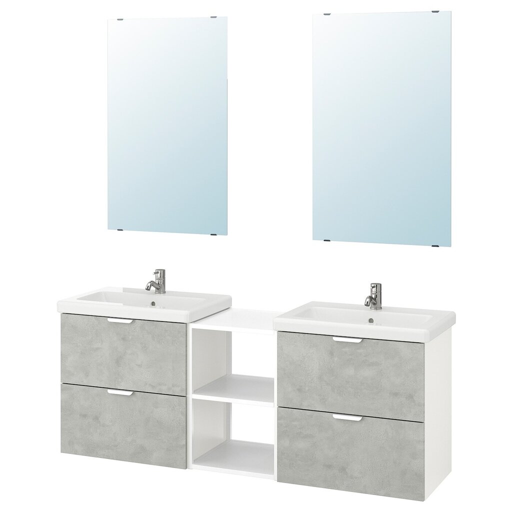 Enhet / tvällen bathroom furniture, set of 15, concrete effect/white ...